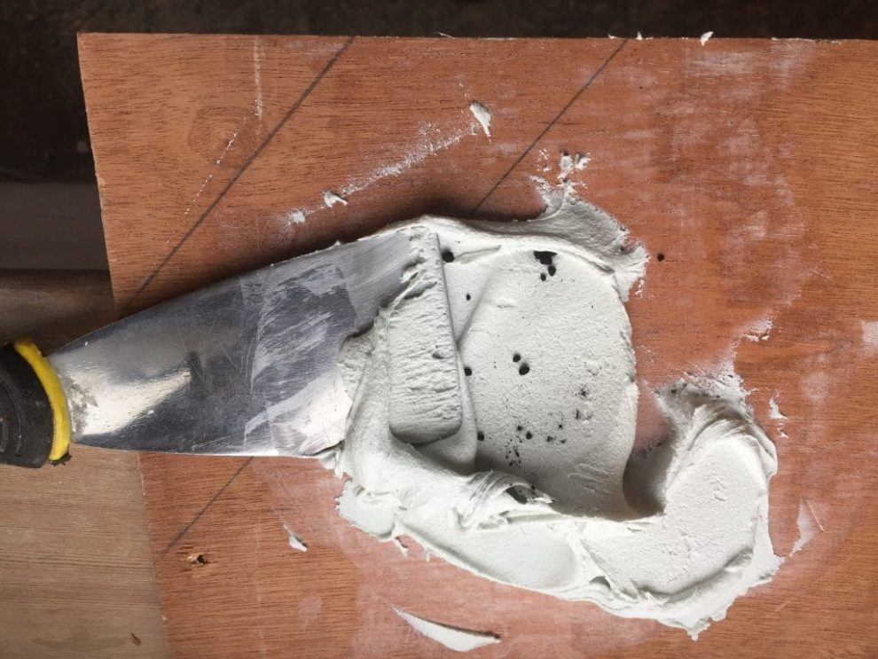 Mixing Fill-It Epoxy Filler for use below the waterline